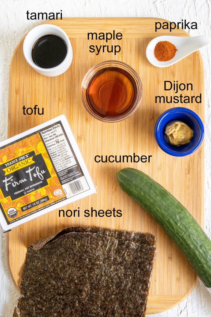 Baked Tofu Temaki Sushi with Cauliflower Rice - Create Mindfully